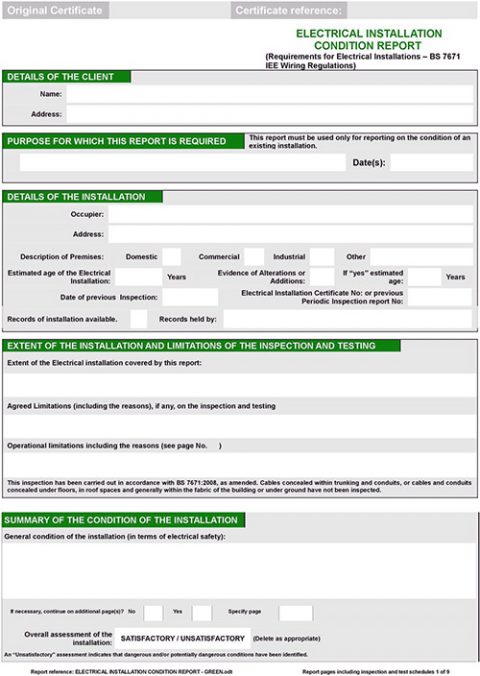 Electrical Certificate - Energy Performance Certificate